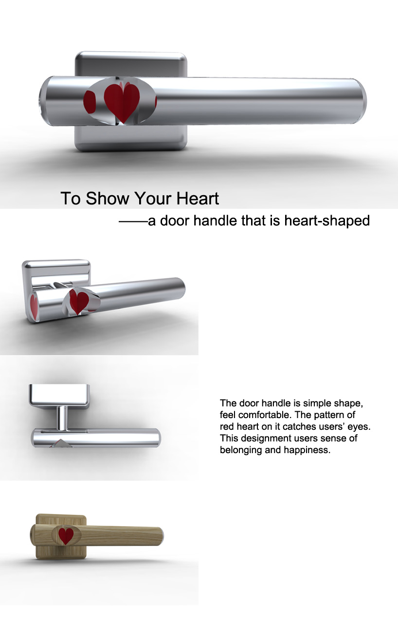 To Show Your Heart a door handle that is heart shaped | designboom.com