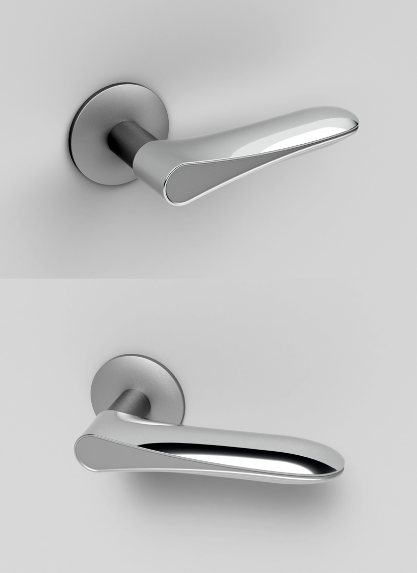 soft matte and polished door handle | designboom.com