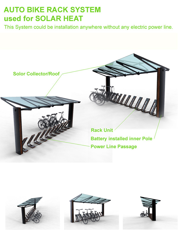 auto bike rack system used for solar heat | designboom.com