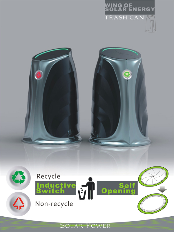 wing of solar energy trash can | designboom.com