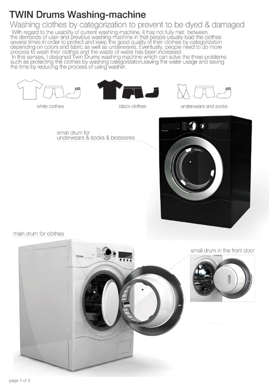 twin drums washing machine | designboom.com