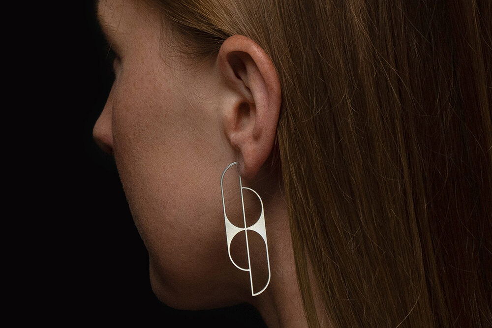 Oval Maidan Earrings inspired by Art Deco window screens | designboom shop