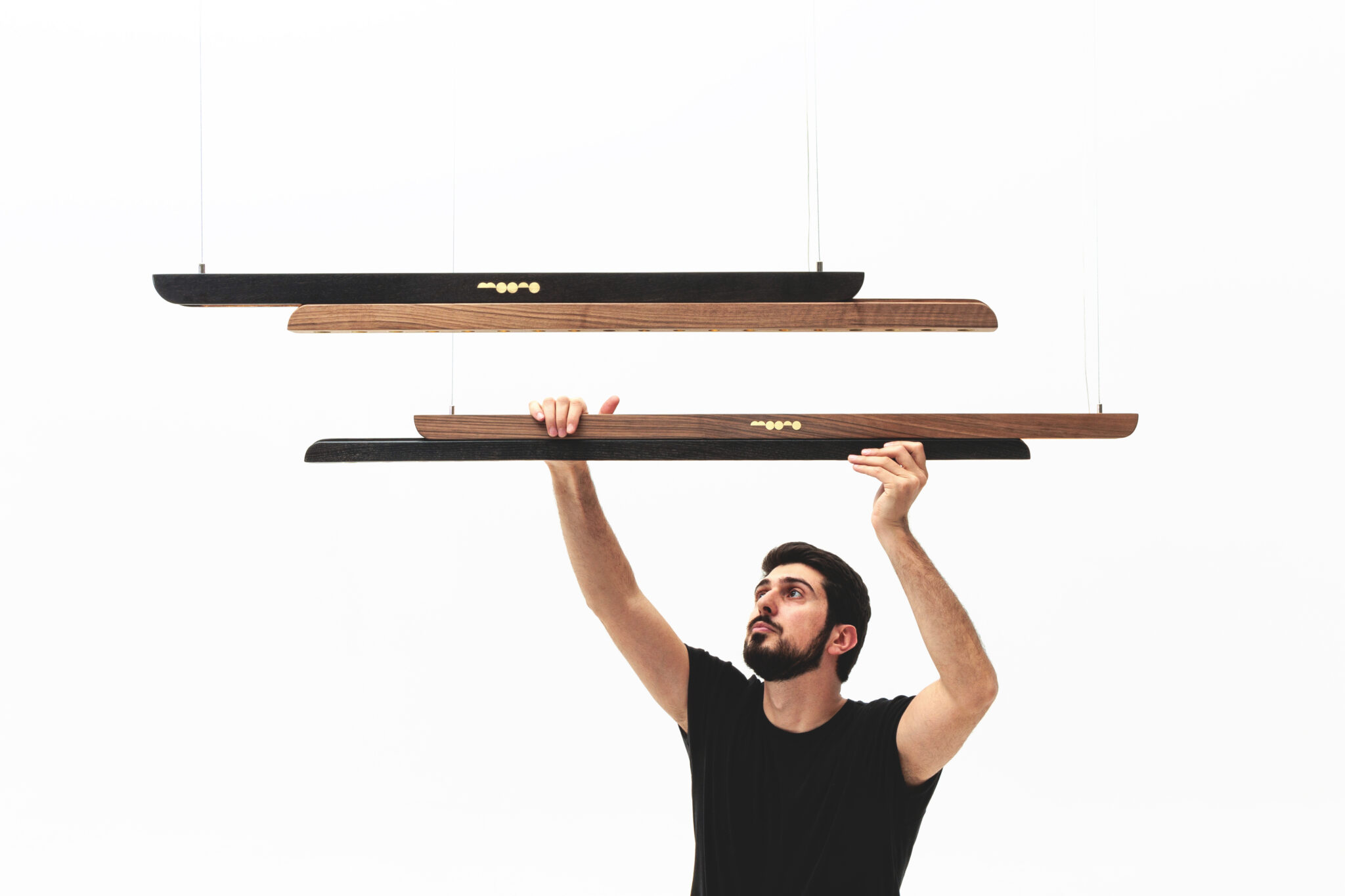 MOONO Sliding Lighting – Sculptural Oak & Walnut Light with Adjustable ...