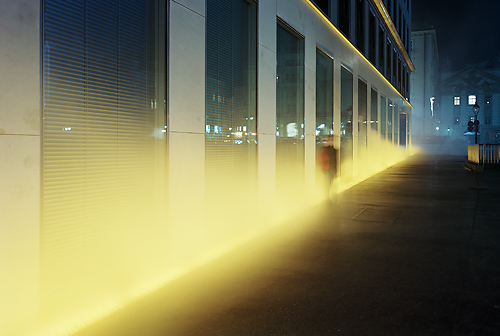 yellow fog permanent art installation by olafur eliasson