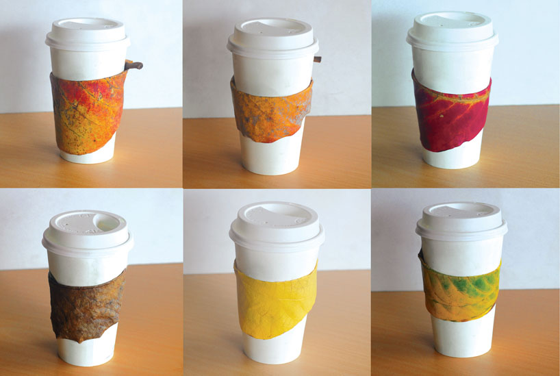 Leaf coffee cup cover | designboom.com