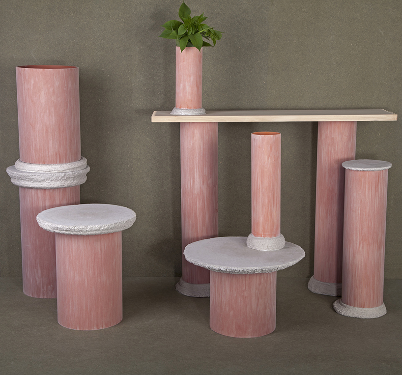 au workshop's columns collection is made of PVC tubes and concrete