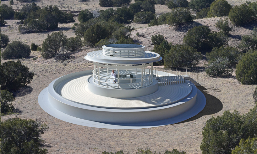 the interactive circular pattern forming pavilion by michael jantzen