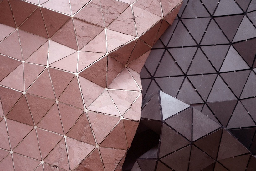 dominik raskin designs rug using flexible stone veneer