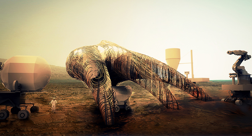 ozel office 3D prints mars habitat with carbon and basalt fiber