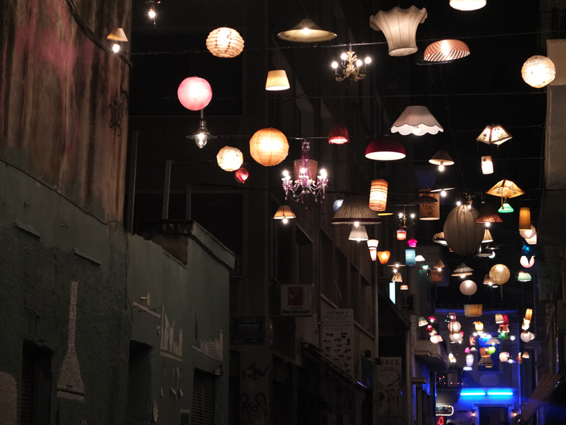 communal lighting installation from donated fixtures by beforelight