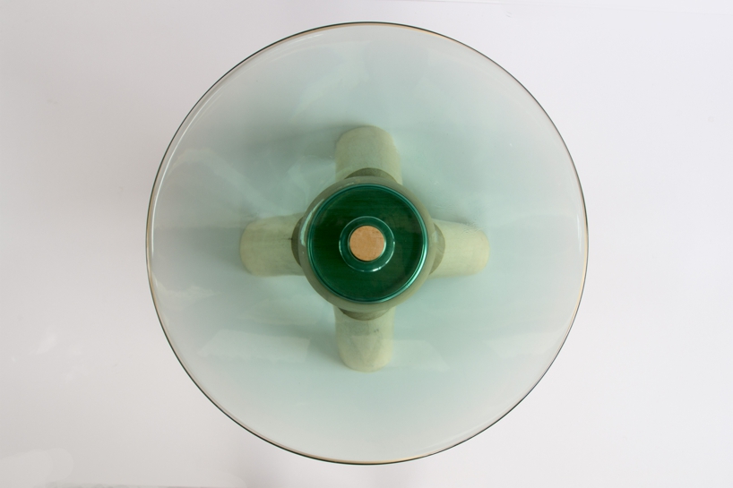 luciano santelli combines turned wood and cast resin in conica table