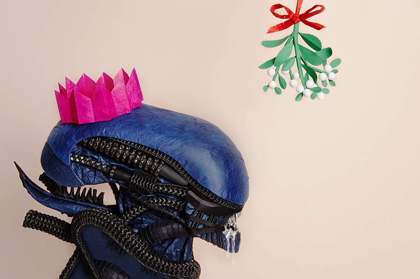 papersmith aliens made out of paper interact with christmas