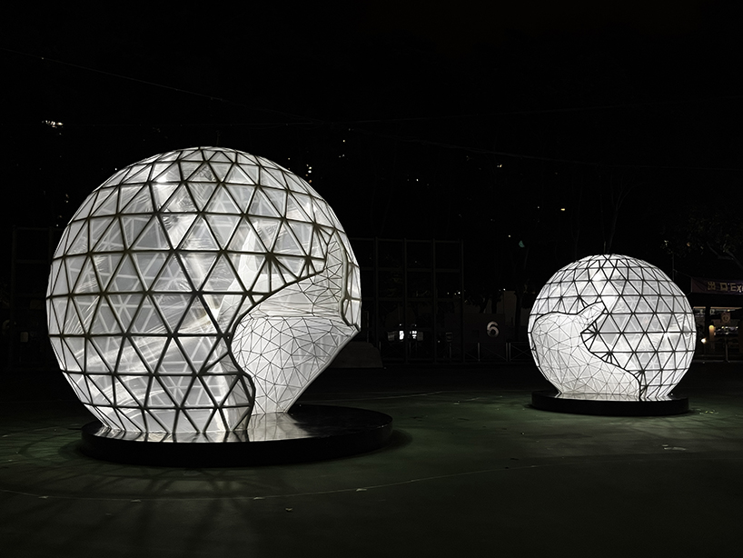 'moon story' illuminated spherical installation in hong kong