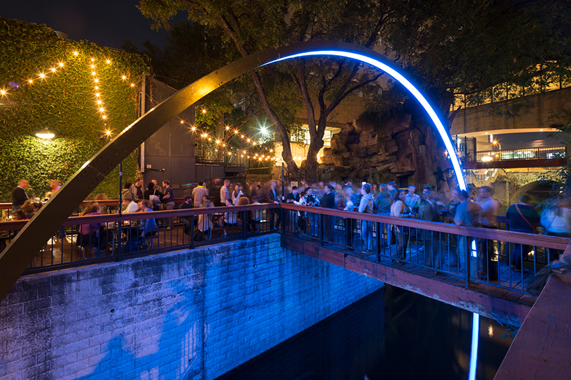 east side collective light up austin with a glowing LED arch