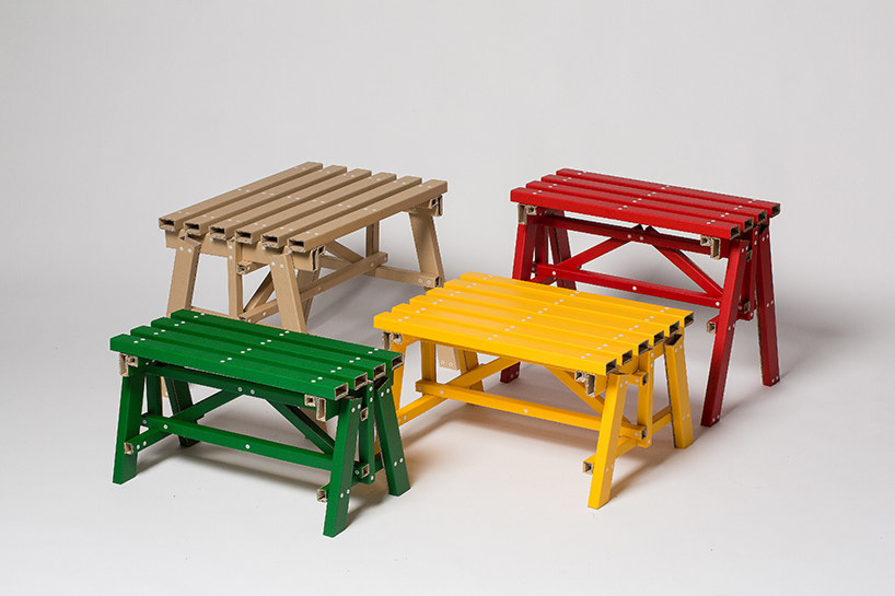 PESI's playful DIY cardboard table reinterprets traditional furniture