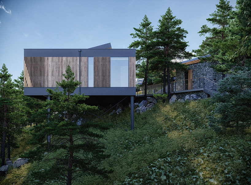 this 28-meter-long house by two+ hangs over forest slope in crimea