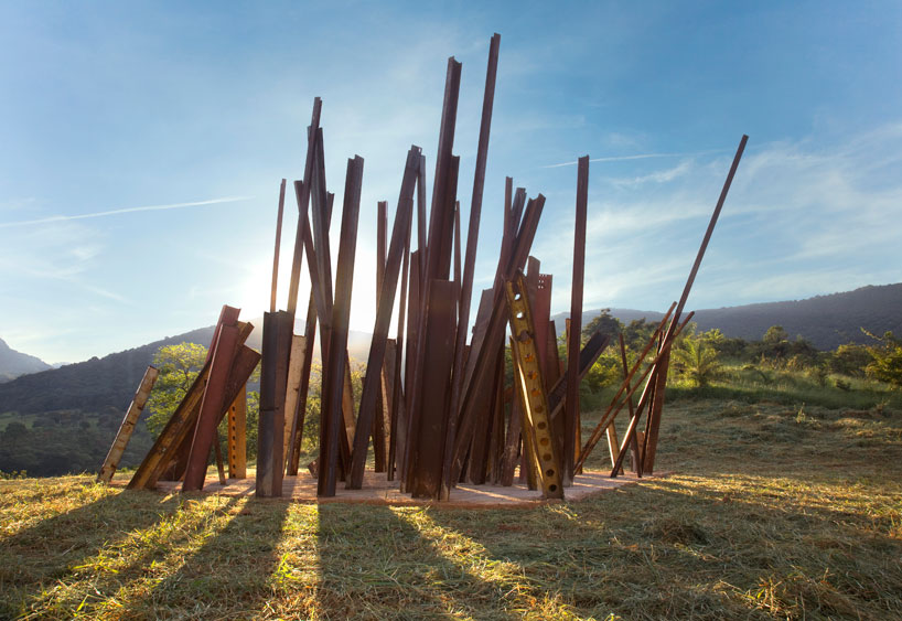 falling steel hits wet concrete in beam drop by chris burden
