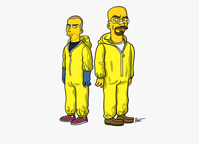 breaking bad characters illustrated like the simpsons