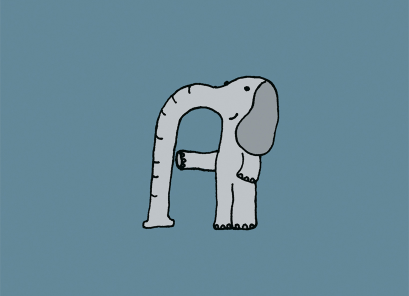mirko humbert draws elephant alphabet in elefont typography