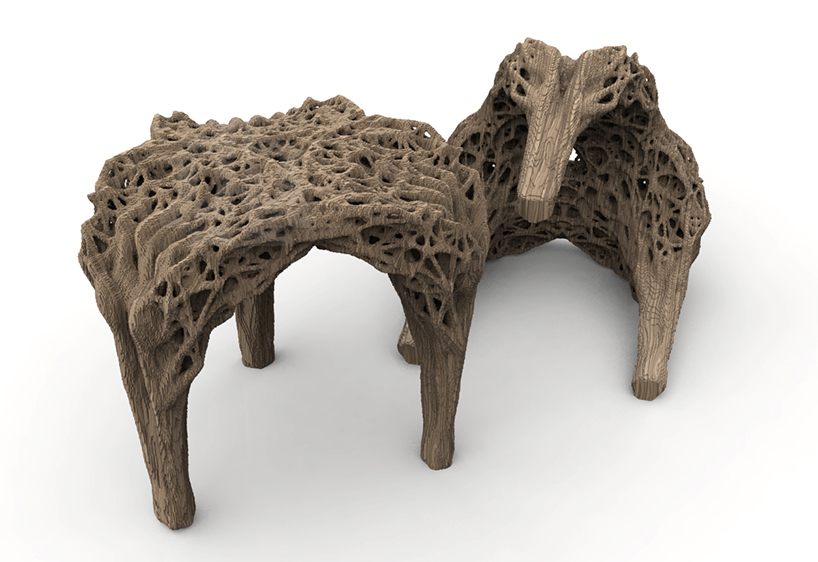 daniel widrig 3D prints chair using plaster, sugar + sake