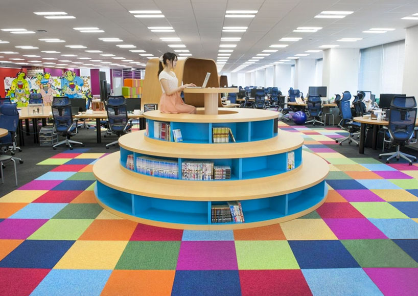 teamlab designs pixiv office with 250m interactive work desk