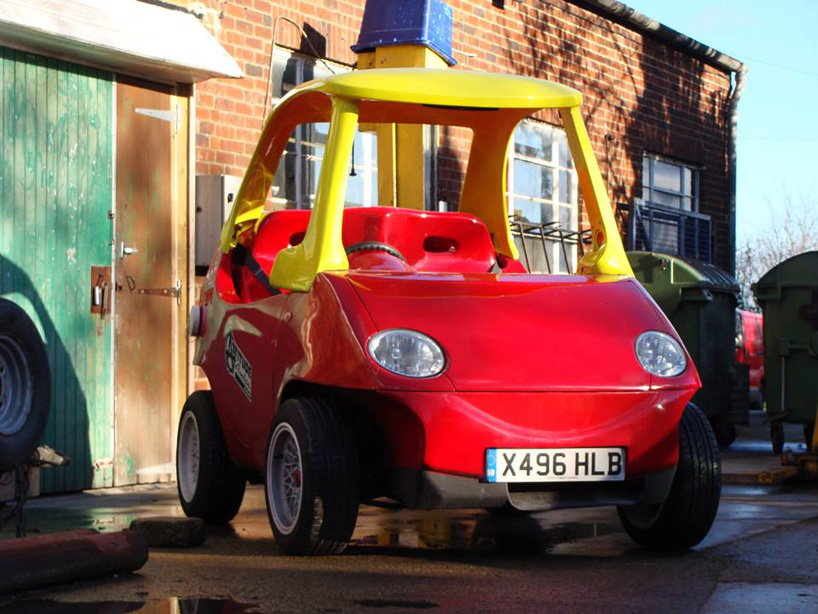 adult-sized little tikes car takes to the city streets