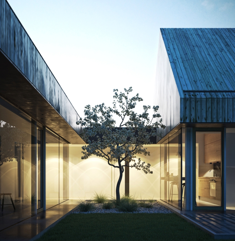 mimo studio adapts archetypal barn house to blend in with nature