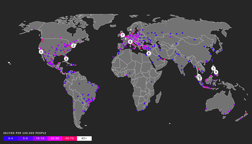 global instagram photos map the selfiest cities in the world