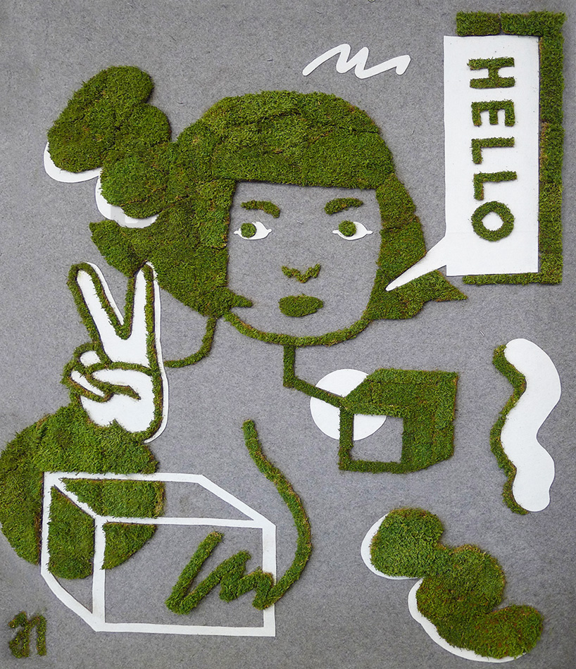 jennifer ilett grows hello/goodbye graffiti from moss
