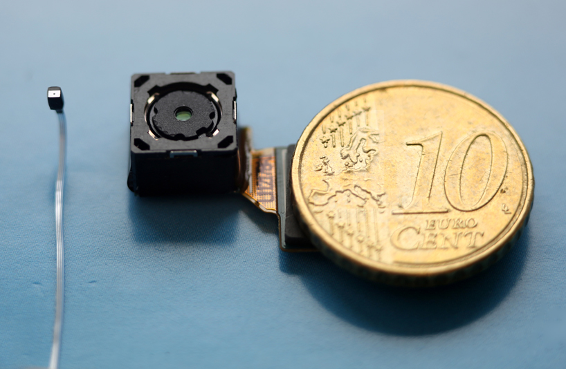 almost invisible, lens-free camera features 200 micron wide image sensor