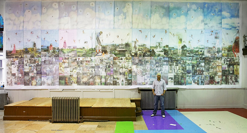 prisoner creates 39-panel mural with sheets, hair gel and newspapers