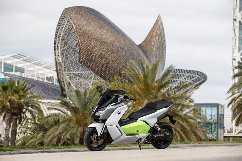 the fully electric BMW C evolution motorcycle utilizes regenerative braking