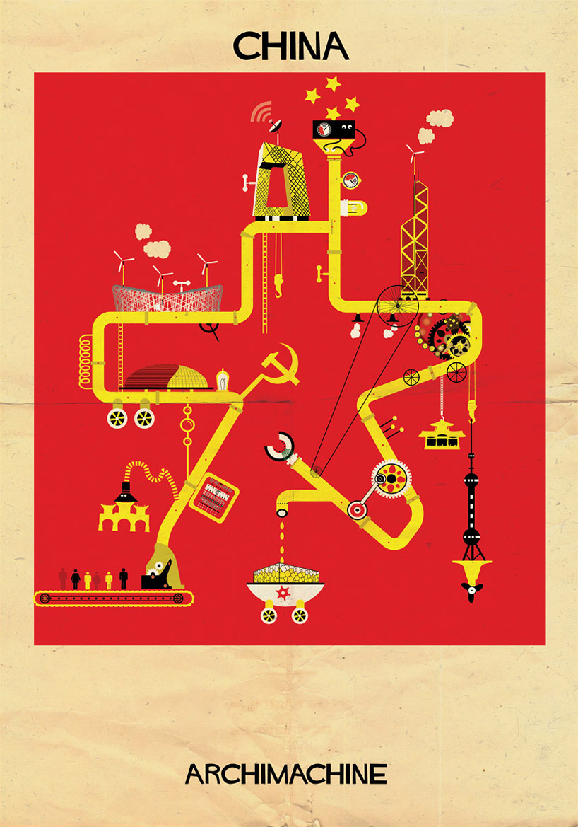 federico babina illustrates countries operated by architecture
