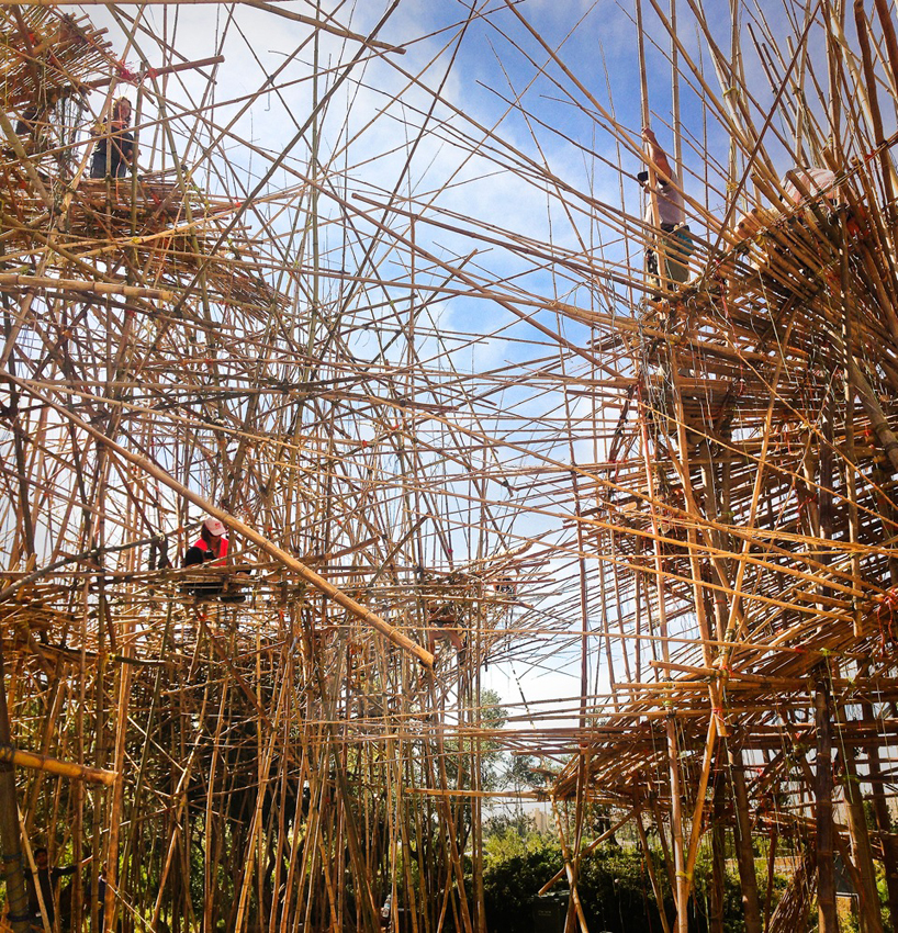 starn brothers build-up monumental big bambu installation in jerusalem