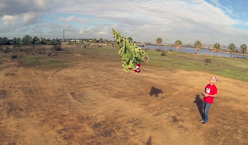 santa's flying christmas tree drone created by otto dieffenbach