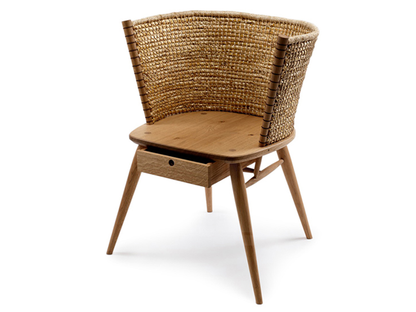 gareth neal's handcrafted leather, straw + wood chairs at maison&objet