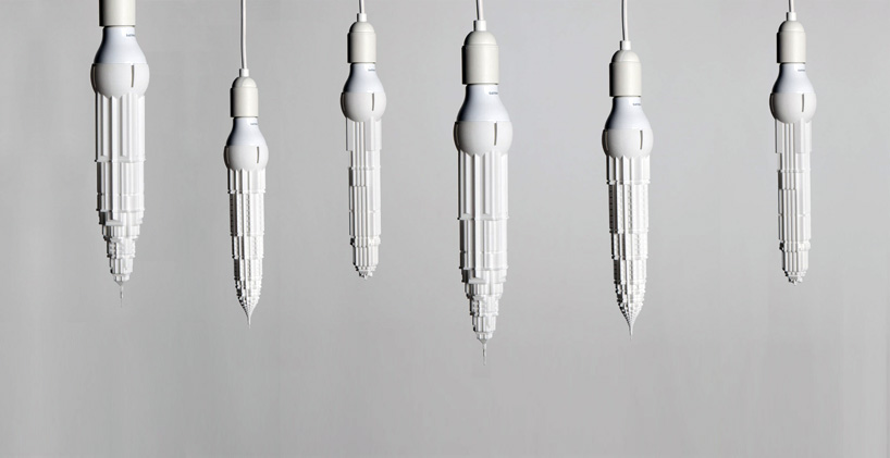 studio david graas' 3D printed bulbshades turn skyscrapers upside down