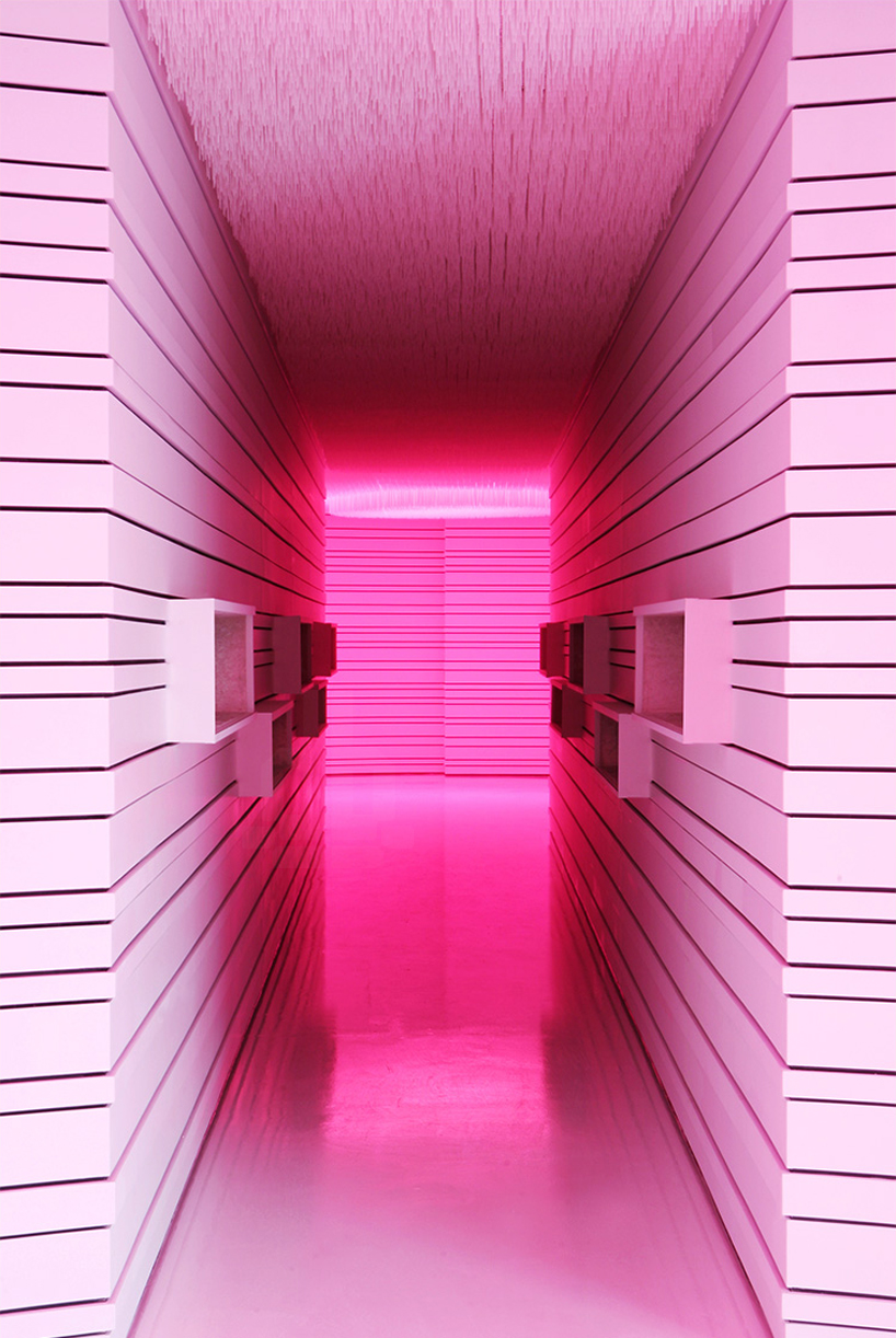 B2y office by yoon space illuminated by hair-like cable ties