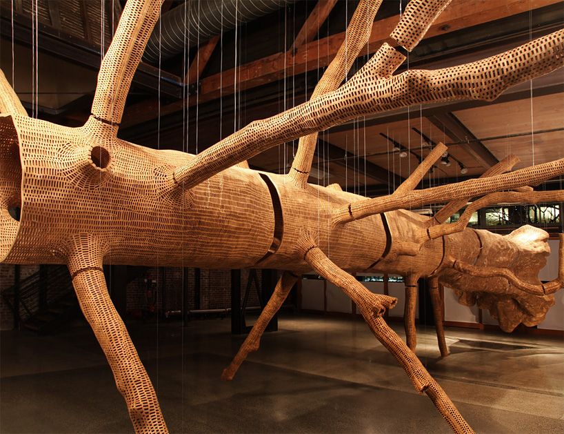 john grade sources sculptural skin sculpture from 85-foot tree cast