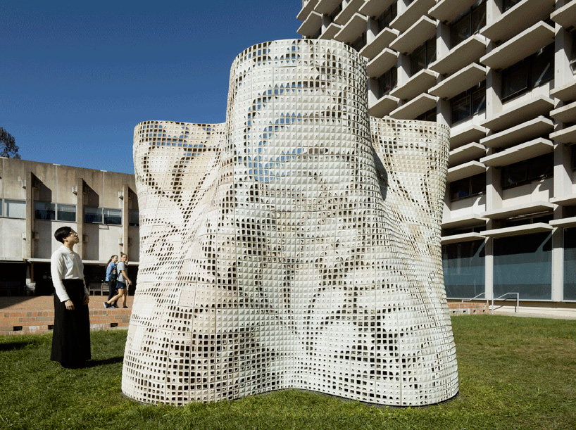 emerging objects builds undulating bloom pavilion with 3D printed cement