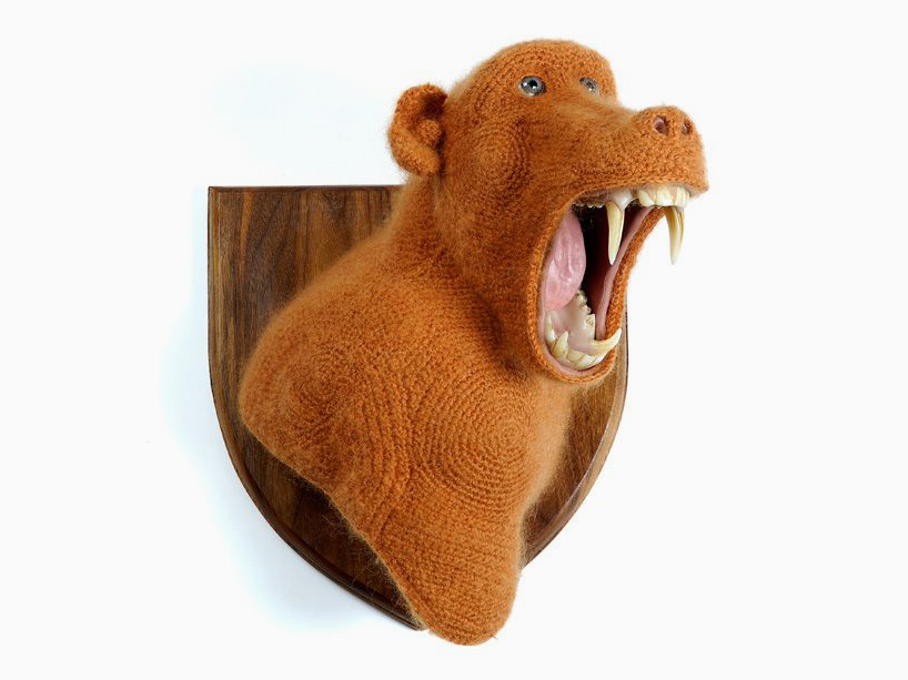 shauna richardson's crochetdermy animals exhibit at design days dubai