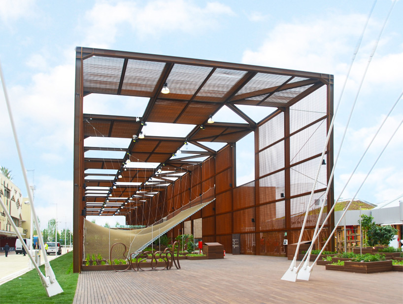 brazil pavilion at expo milan 2015 is defined by tensile netted structure