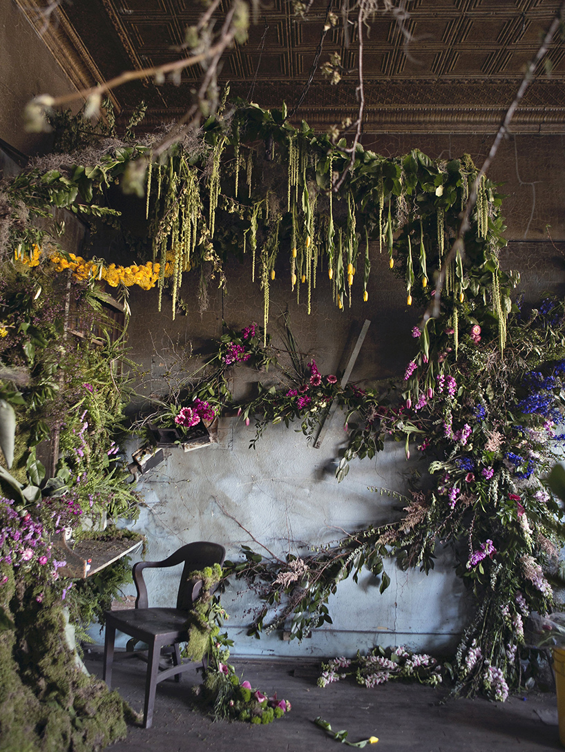lisa waud infills abandoned detroit house with thousands of flowers
