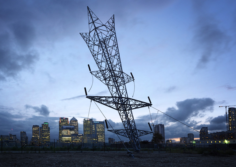 alex chinneck spears inverted electricity pylon into london's greenwich ...
