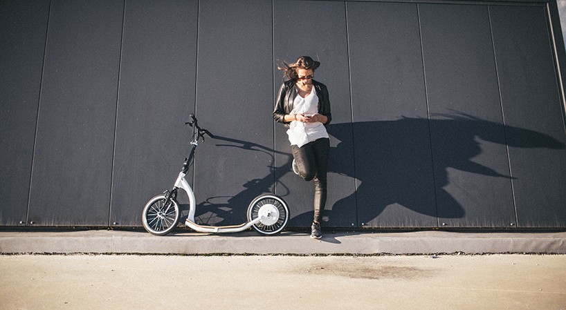 smart ped scooter designed by flykly adds electric assist system to go ...