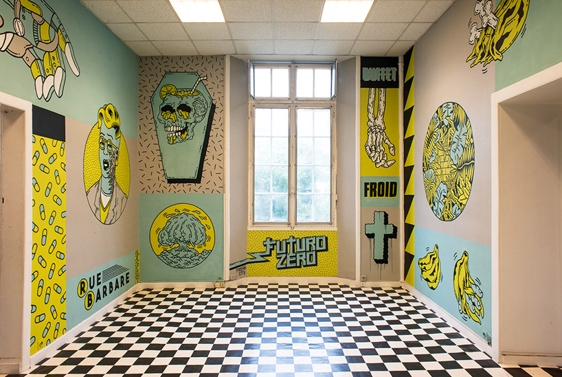 freak city paints punk rock-themed mural inside an old dentist's school