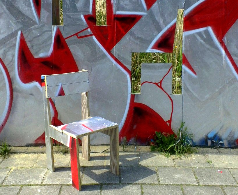 guerilla upcycling transforms street-found materials into chairs