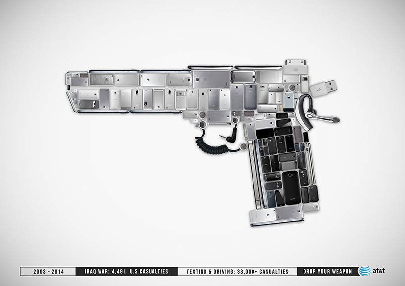 drop your weapon campaign visualizes dangers of texting and driving