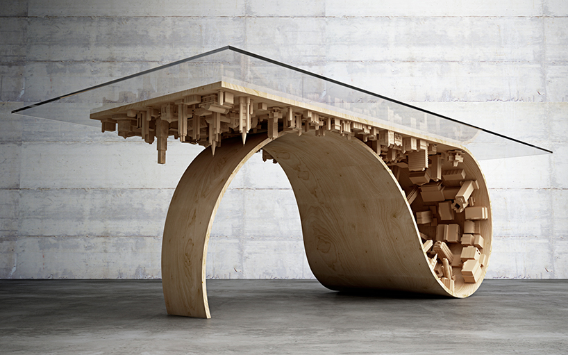 mousarris extends vision for 'wave city' with brain-bending dining table