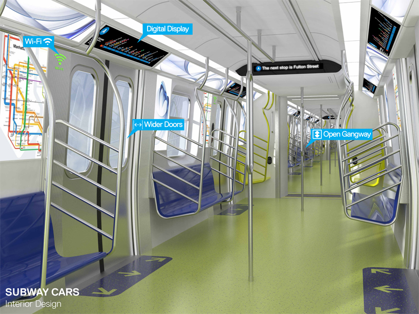 new york subway revamp includes open car design with WiFi + USB ports